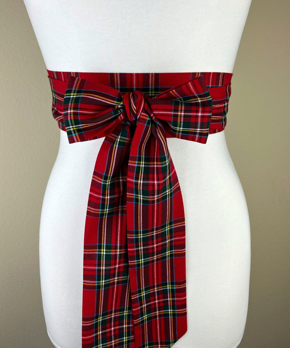 Extra Long Royal Stewart Tartan Sash Belt by Satin Swank®